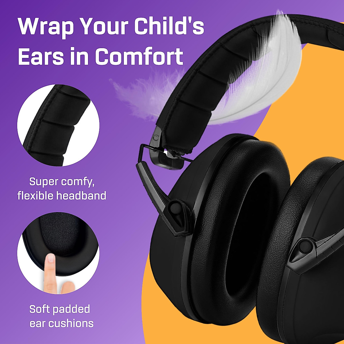 VANDERFIELDS Noise Cancelling Headphones for Kids, Age 3-16, Certified 27dB Noise Reduction, Sound Cancelling Safety Ear Muffs, Adjustable Size, Kids Ear Protection Events, Concerts, Fireworks, Autism