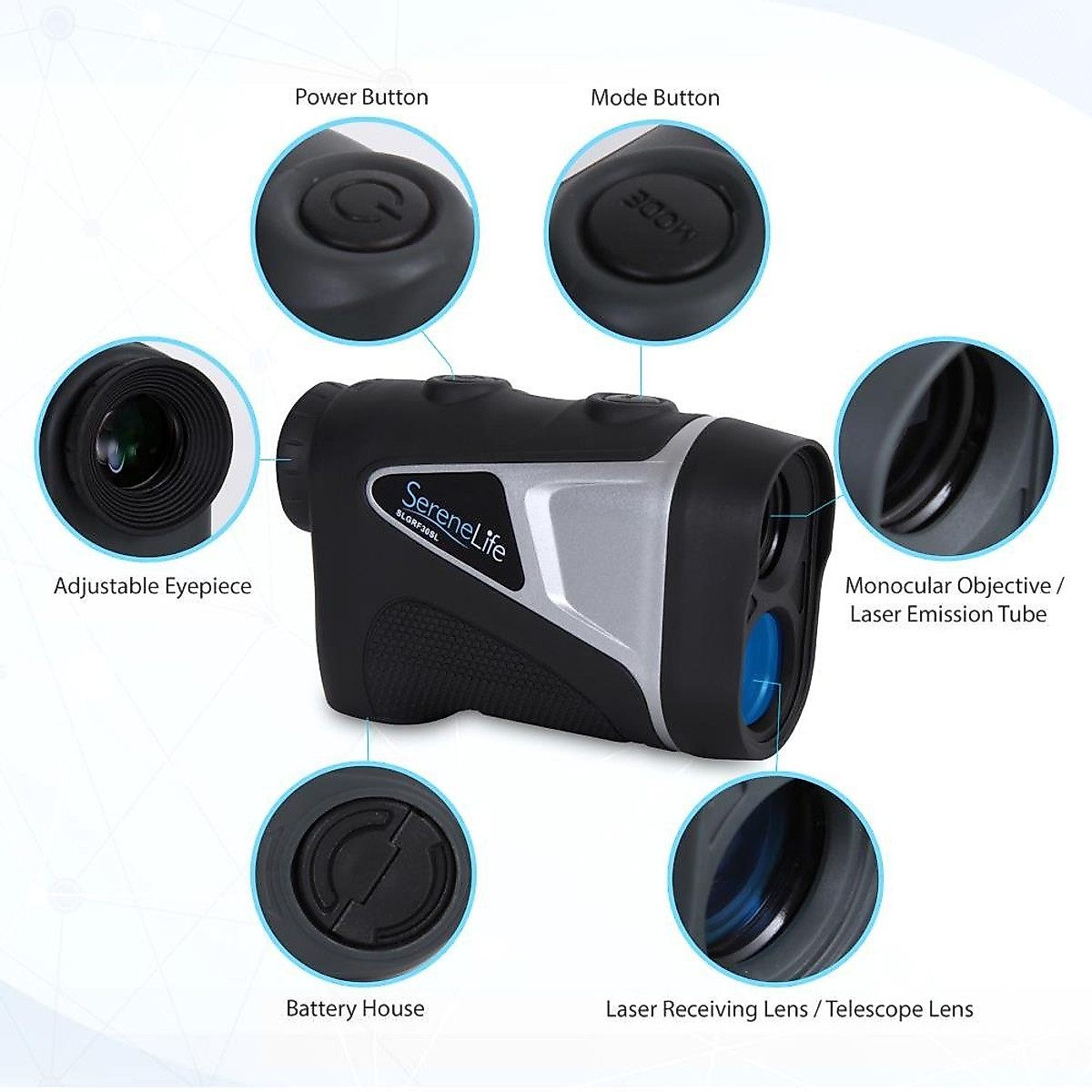 SereneLife Advanced Golf Laser Rangefinder with Pinsensor Technology - Waterproof Digital Golf Range Finder Accurate up to 540 Yards - Upgraded optical view