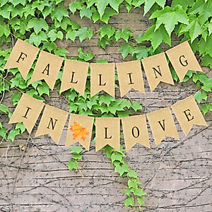 Alasida Falling in Love Burlap Banner, Great for Thanksgiving Decor, Valentines, Autumn Room Decoration, Party Decor for Birthday, Wedding, Bridal Baby Shower, Anniversary and Graduation