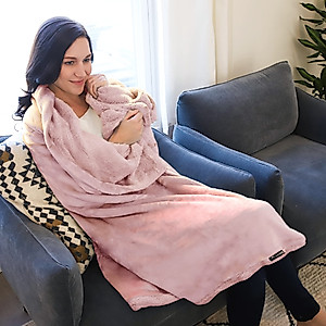 Catalonia Pink Sherpa Throws Blanket for Girls, Super Soft Comfy Fuzzy Micro Plush Fleece Snuggle Blanket for Sofa Couch TV Bed Reversible Match Color All Seasons, 50"x60", Tone to Tone