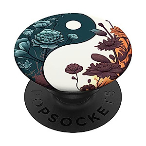 Floral Yin Yang Zen Flower Dualism Cosmic Spiritual Taoism PopSockets Swappable PopGrip