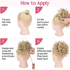 HOOJIH 1PCS Messy Hair Bun Piece Elastic Drawstring Loose Wave Large Curly Bun 60 Gram Short Synthetic Ponytail Hair Bun Extension for Women Daily Use - Silver Gray With Brown mixed