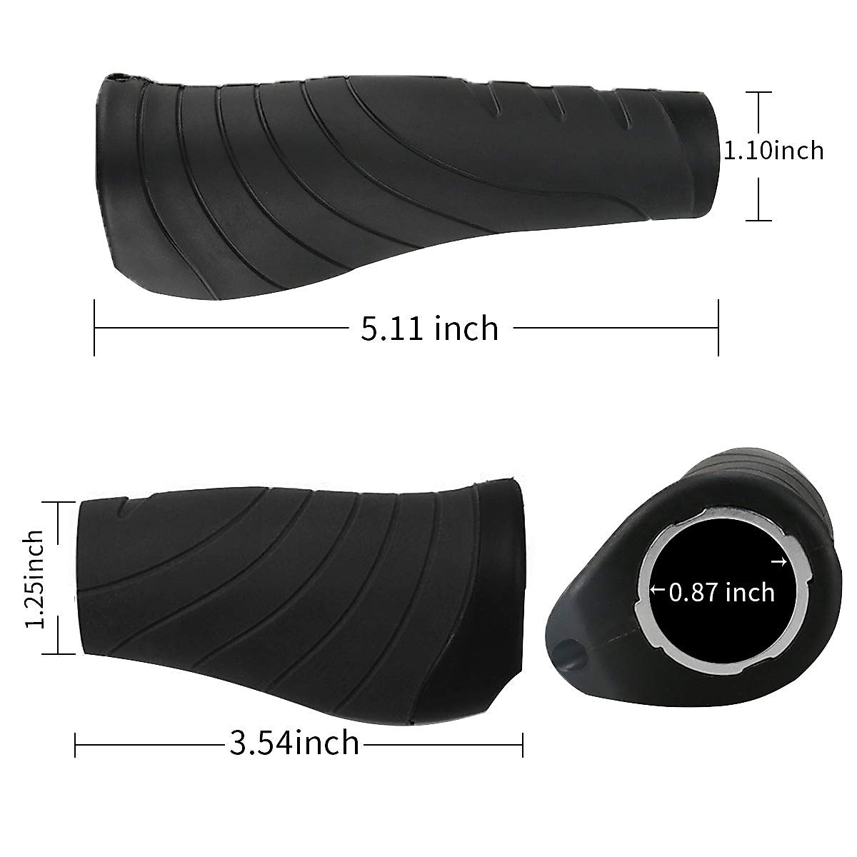 Allnice Bike Handlebar Grips Comfort Bike Grips Fit for 22.2mm Bicycle Handlebar (Black) (AB)