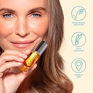 SKINN Luminous Blush Lip Oil - Support Collagen Production, Smooth Lines & Soothe Dry Cracked Lips - Hydrating Clear Lip Oils - Improve Skin's Elasticity, Texture & Glow - Vitamin C & Manuka Honey