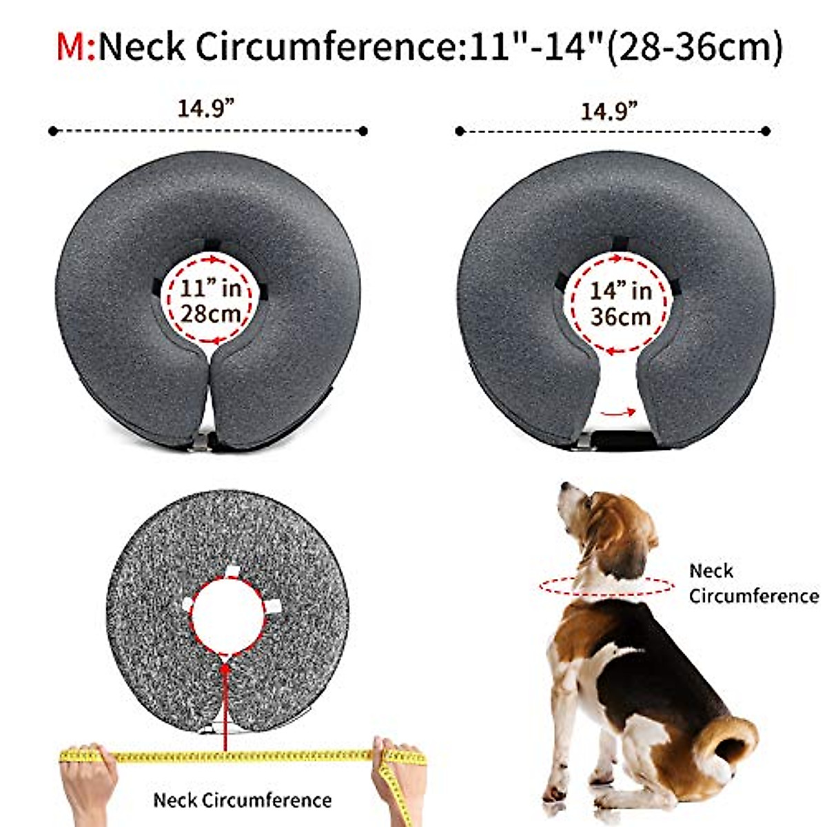 WONDAY Soft Dog Cone for Large Dogs, Inflatable Dog Cone Alternative After Surgery, Cone for Dogs After Surgery for Wound Healing and Prevent from Biting or Scratching