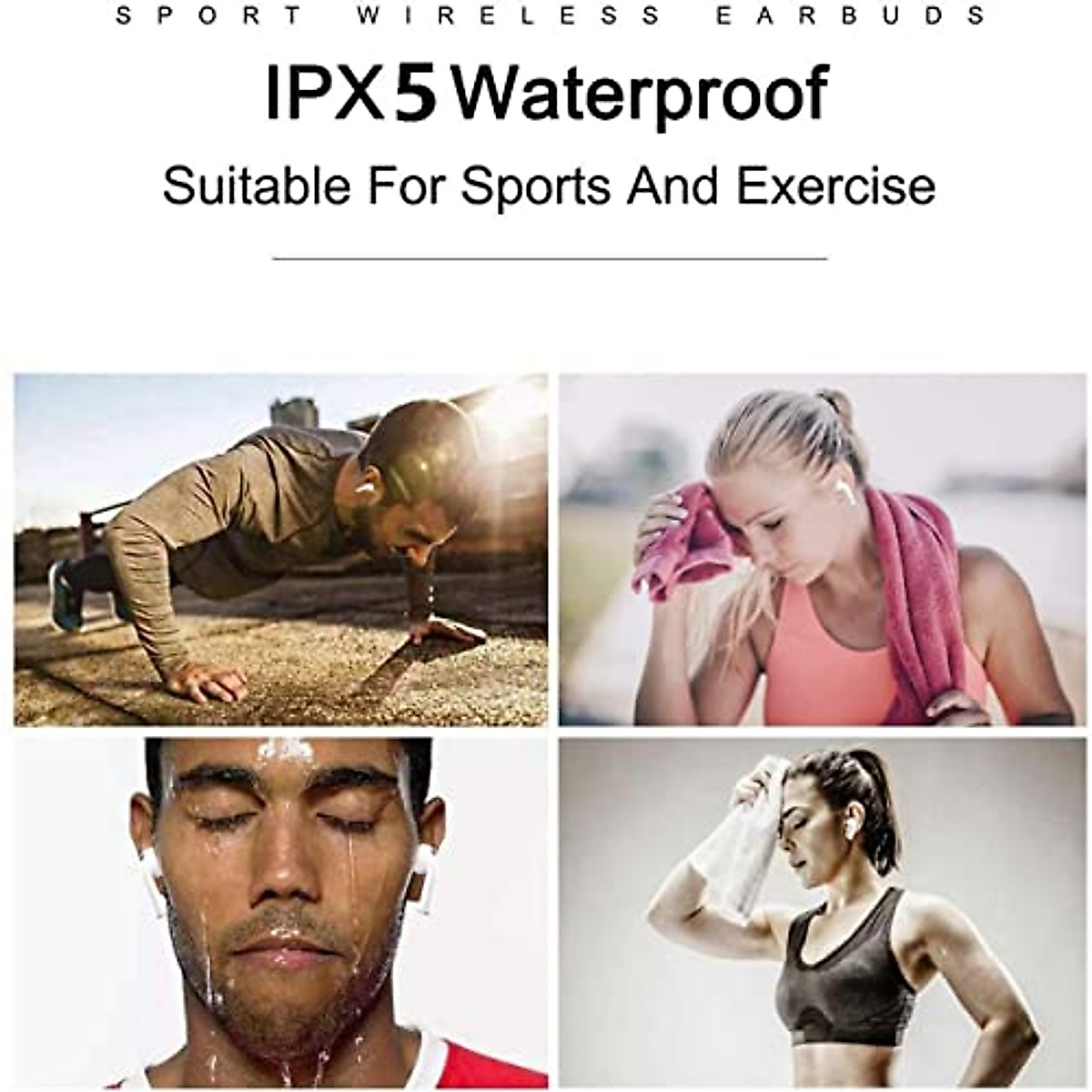 UCLL Wireless Headphones, Noise Canceling Bluetooth Headphones Stereo IPX5 Waterproof in-Ear Sports Bluetooth Headphones with Mini Charging Case and Built-in Microphon,for iPhone Android