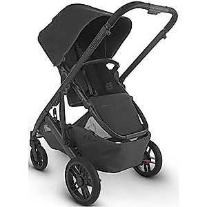 UPPAbaby Cruz V2 Stroller - Jake (Black/Carbon/Black Leather) + Bassinet - Jake (Black/Carbon)