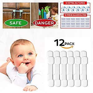 Eco-Baby Safety Cabinet Proofing for Babies - 3M Adhesive Baby Proofing Straps, Refrigerator Lock Straps, Child Proof Locks for Cabinet, Toilet Seat,Cupboard,Door with Easy Installation (12 Pack)