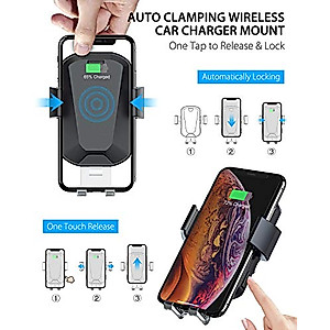 Wireless Car Charger, CHGeek 15W Fast Charging Auto Clamping Car Mount Phone Holder fit for iPhone 14 13 12 11 Pro Max Xs MAX XS XR X 8+, Samsung Galaxy S23 Ultra S22 S21 S20 10+ S9+ Note 9, etc