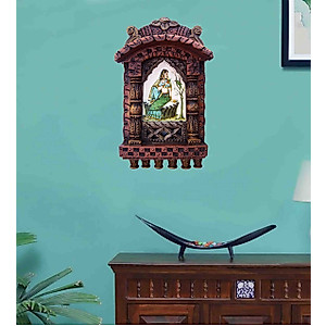 SANVIKA Lady Enjoying with Parrot, Rajasthani Traditional Jarokha Wood Jharokha elegant and Decorative Wood Craft for Home Decor and Gifts