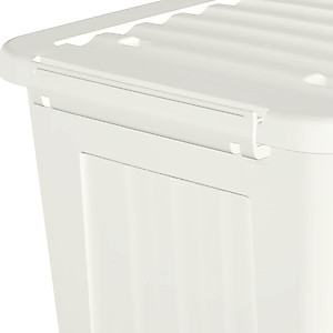 Cetomo 55L*6 Plastic Storage Box,White, Tote box,Organizing Container with Durable Lid and Secure Latching Buckles, Stackable and Nestable, 6Pack, with Buckle
