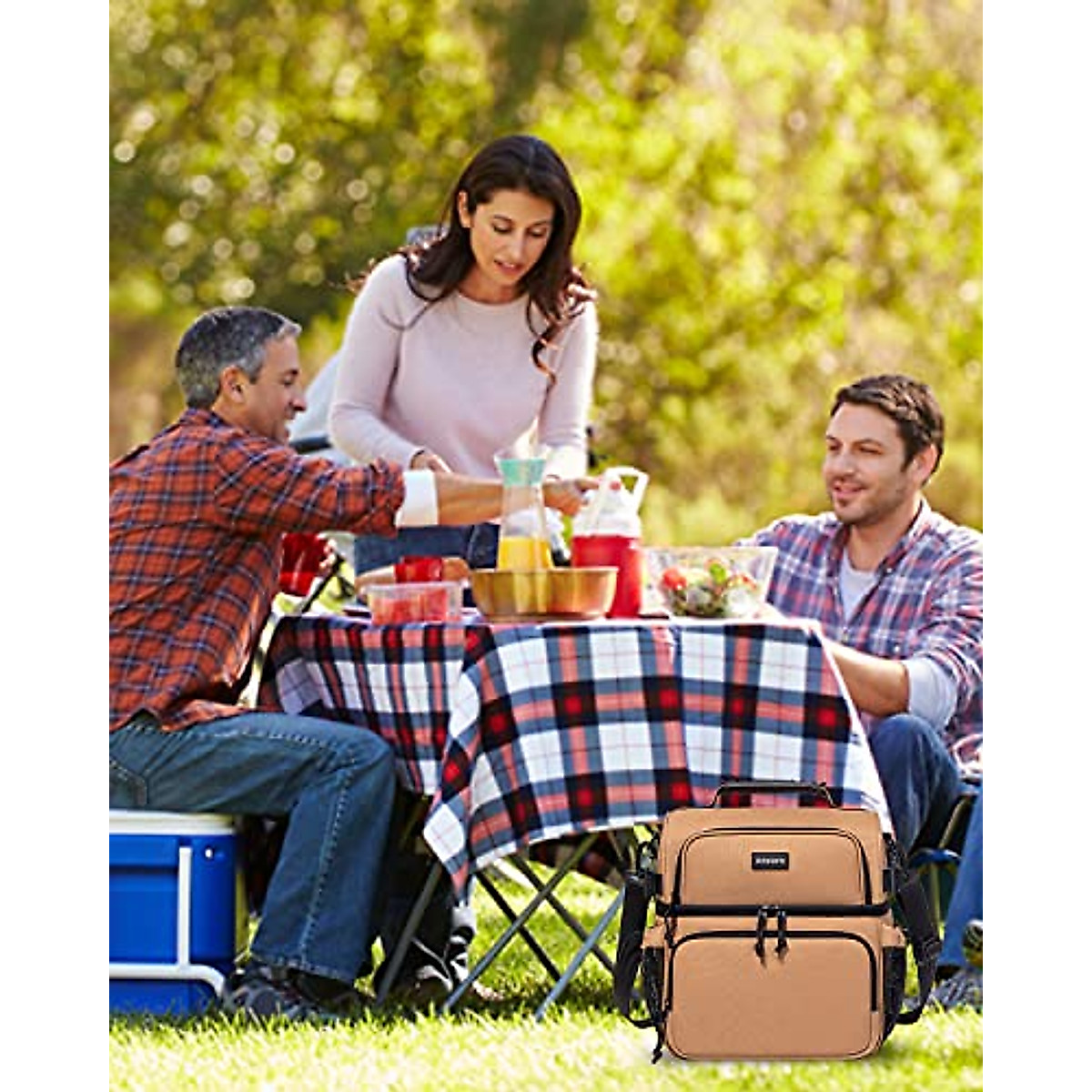 Artelaris Lunch Bag for Men Women, Dual Compartment Insulated Lunch Bag, Large Double Deck Leakproof Cooler Tote Bag with Side Pockets & Shoulder Strap Lunch Box for Picnic Work Camping Fishing