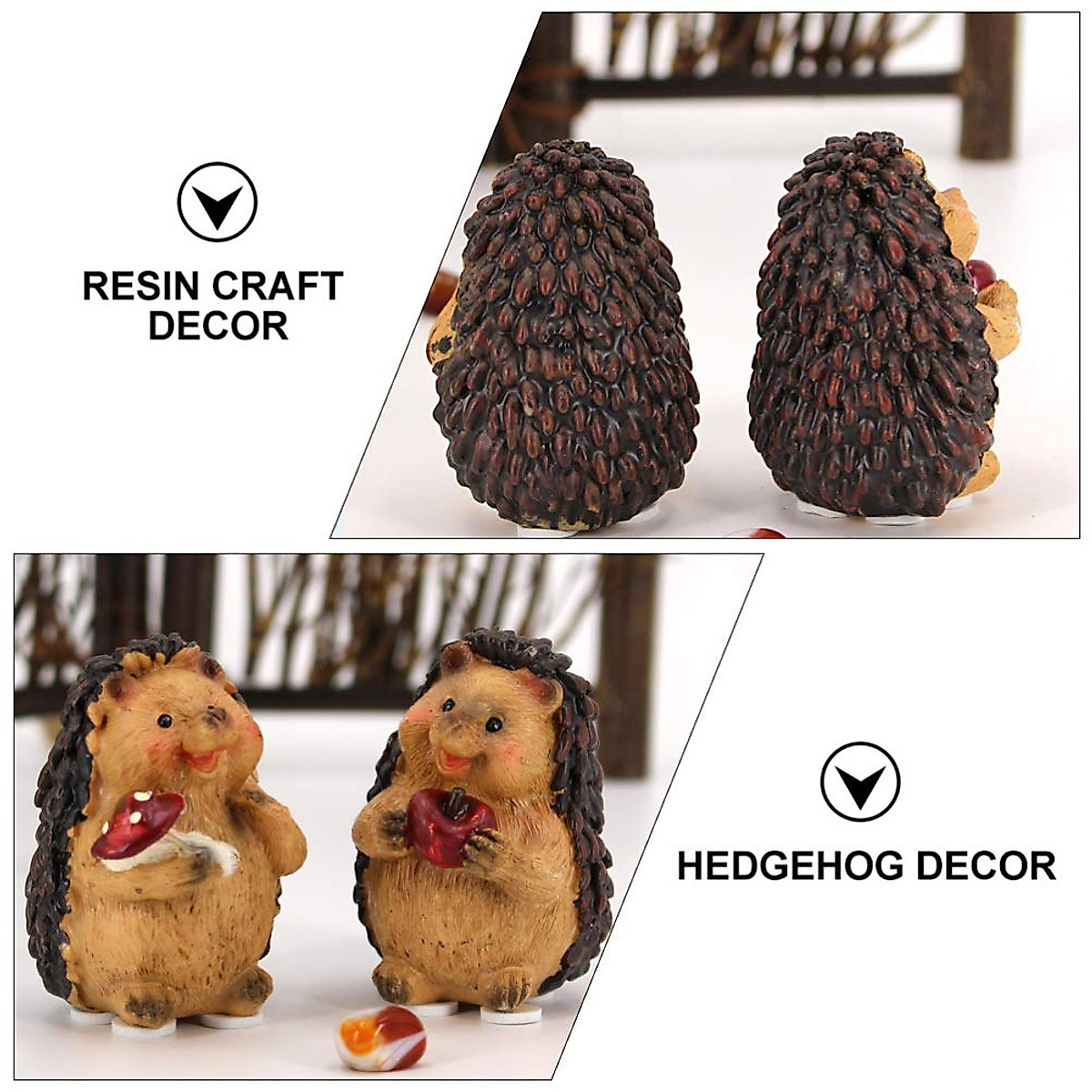NUOBESTY 2pcs Animal Ornaments Resin Car Decor Ornament Animal Figurines Landscape Garden Decoration Miniature Ornament Hedgehog Statue Table top Decor Indoor Animal Ornament Crafts Cartoon
