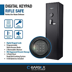 BARSKA AX13100 4.33 Cubic Foot Keypad Rifle Safe, One Size, Black