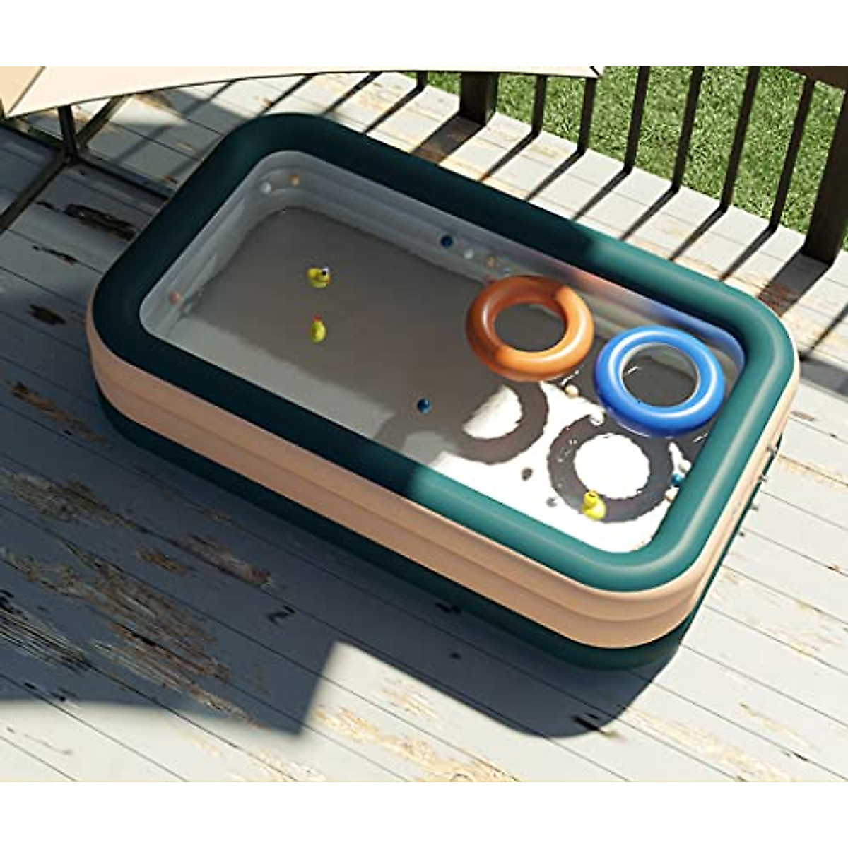 QMMD Paddling Pools for kids,Large Family pool, Children's Pool for swimming,Pools for kids with electric air pump 102"x67"x23.6",Portable Foldable for Adults Toddlers Children Garden Outdoor Backyard