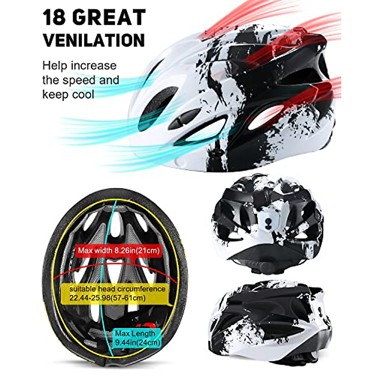 LAMONKE Bike Helmet with USB Rechargeable LED Light Detachable Goggles and Sun Visor, Mountain & Road Bicycle Helmets for Men Women Adult Cycling Helmets