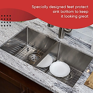 Sink Protectors for Kitchen Sink 15" x 13", Sink Grate for Bottom of Kitchen Sink Set of 2, Stainless Steel Sink Protector