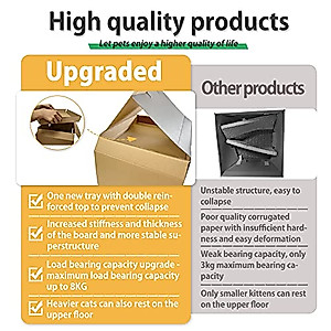 Corrugated Cardboard Cat House & Scratcher for Indoor Cats with Hammock Cat Scratching House,Scratching Pad, Cat House,Cat Scratching House (Black White)