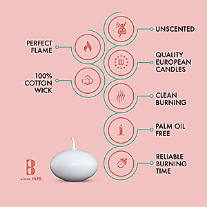 Bolsius Unscented 1.75" Floating Candles – Set of 40 White Floating Candles – Cute and Elegant Burning Candles – Candles with Nice and Smooth Flame – Party Accessories