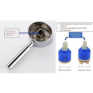 RXXR Single Faucet Handle Compatible with 40mm Tap Cartridge (Cartridge Stem 10 * 10mm) Faucet Replacement Handles Lever for Kitchen Basin Bathroom, Polished Chrome Finish