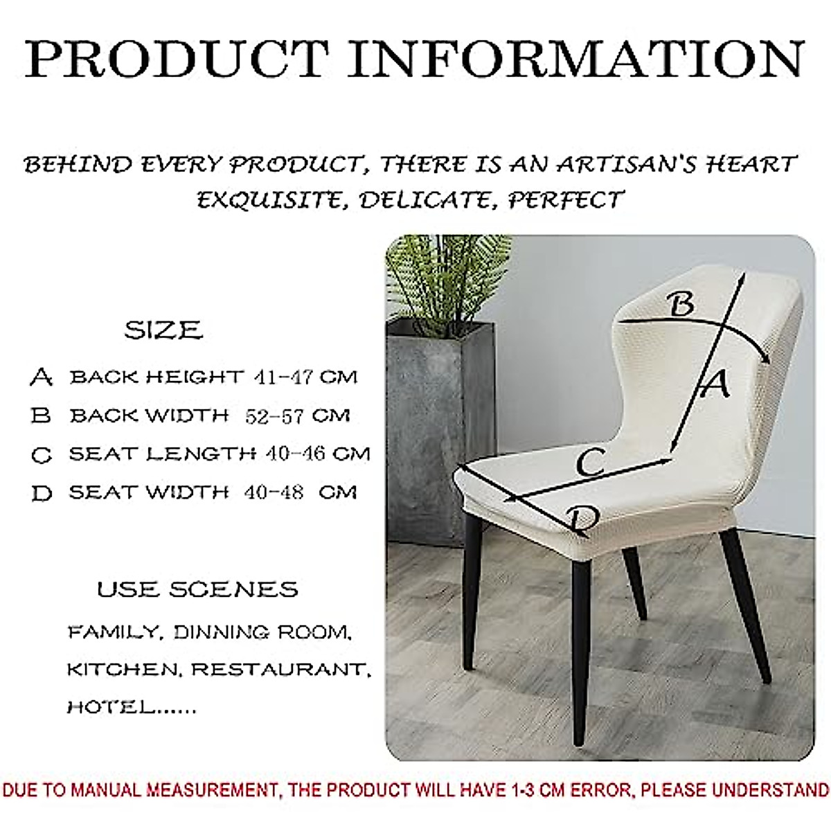 KCCRHIN Checkered Pattern Chair Cover Set of 1/2/4/6 Shell Chair Cover Elastic Thickened Seat Cover Modern Jacquard Chair Cover Curved Back Chair Slipcover for Dining Room Bar,White 6pcs