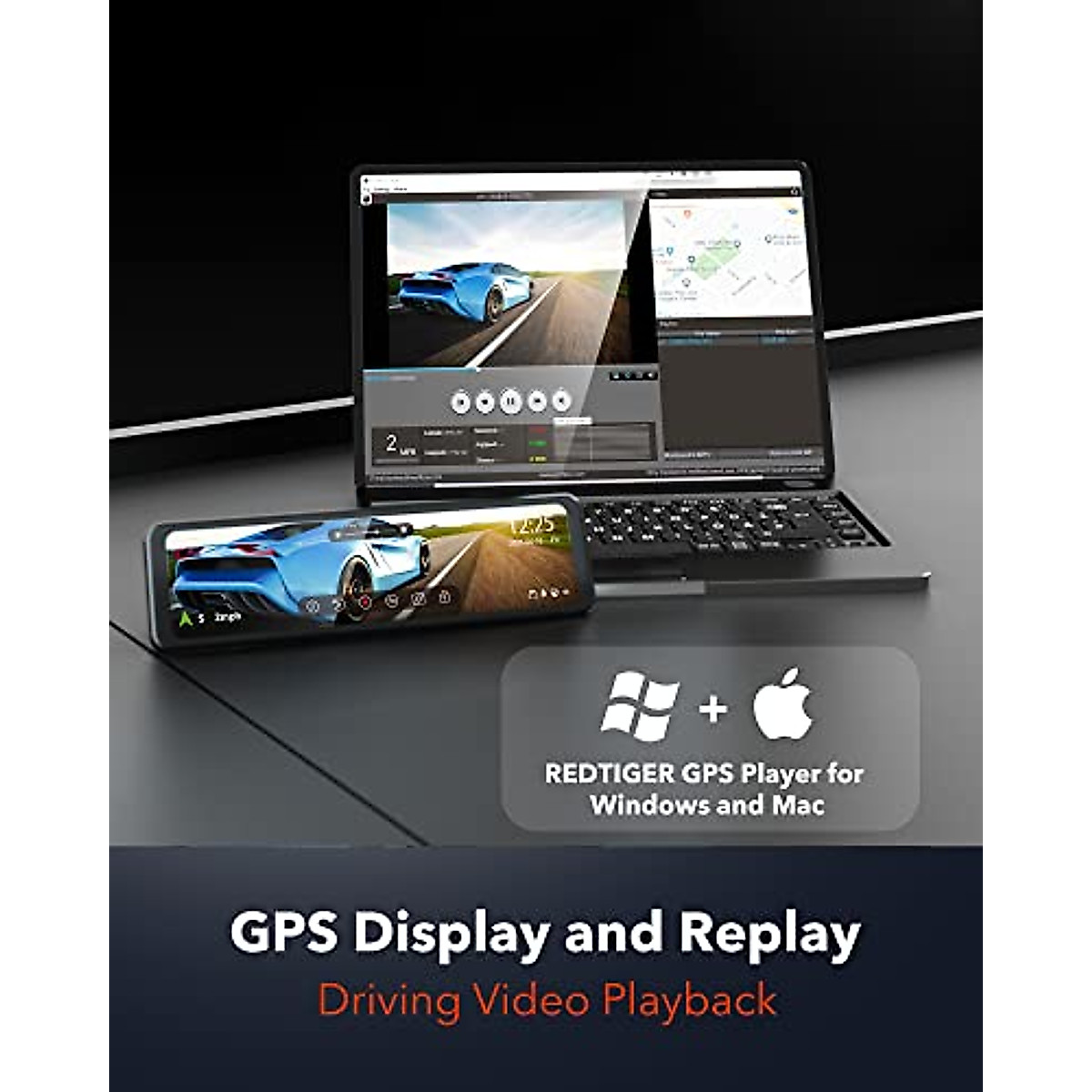 REDTIGER Rear View Mirror Camera 11'' UHD 4K Front and 1080P Rear View Mirror Dual Cameras for Cars,GPS,Parking Monitor,Night Vision,Smart Reverse Parking Assistance,Touchscreen,Free 32 GB Card