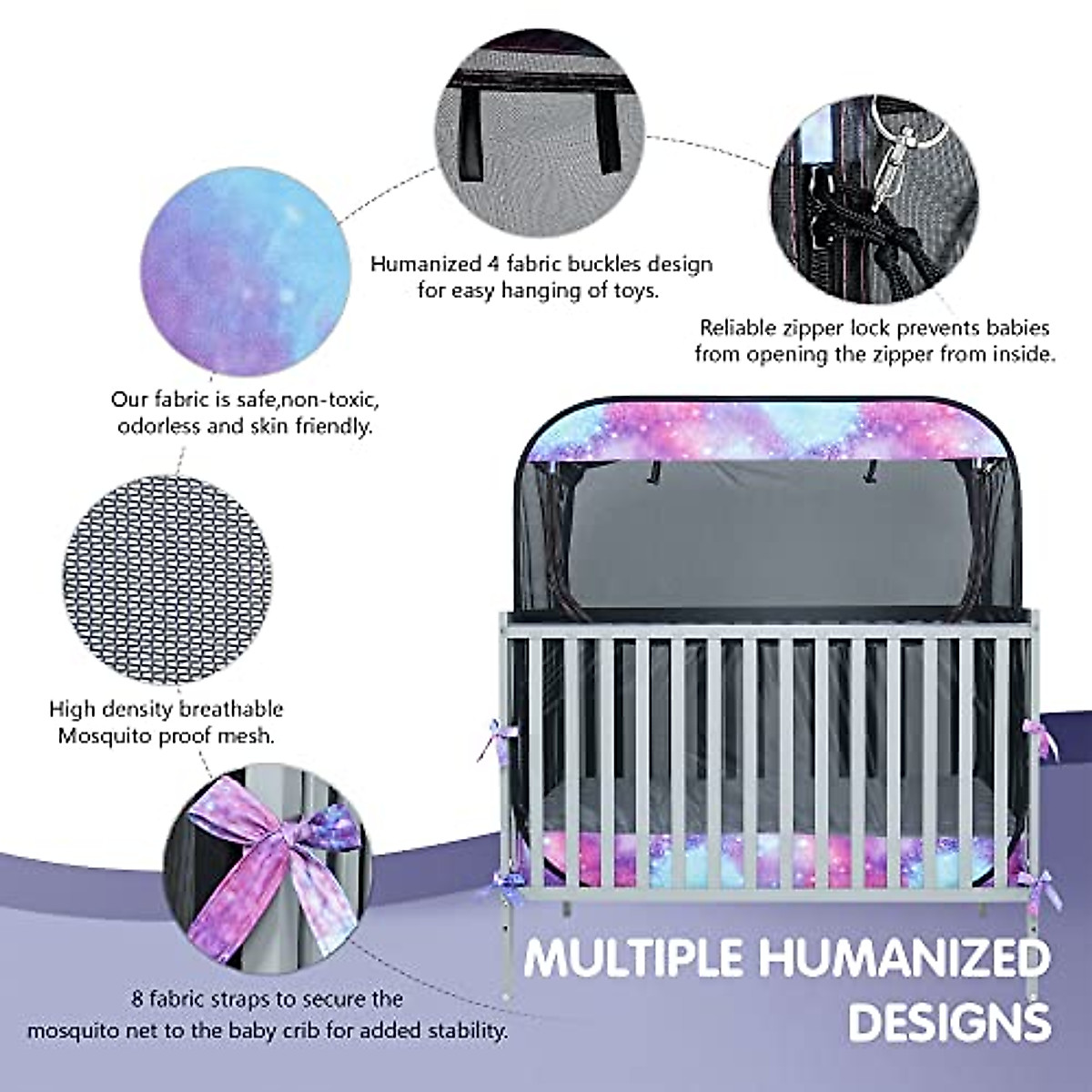 Porayhut Portable Baby Crib Net Safety Mesh Tent,Pop up Infant Mosquito Net, See Through Canopy Netting Cover for Baby&Toddler to Keep Baby from Climbing Out.