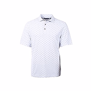 Cutter & Buck Men's Short Sleeve Virtue Eco Pique Tile Print Polo Shirt, White, XL