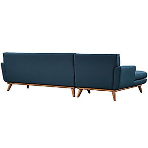 Modway Engage Mid-Century Modern Upholstered Fabric Left-Facing Sectional Sofa in Azure