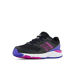 New Balance Kid's 680 V6 Lace-up Running Shoe, Black/Magenta Pop/Aura, 2 Little Kid