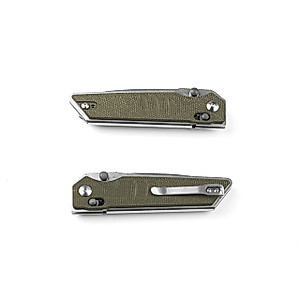 Real Steel Sacra Slide Lock Folding Pocket Knife - Bohler K110 Blade, Micarta Handle - Camping, Hiking, EDC - Men and Women - Satin/Green"
