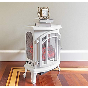 e-Flame USA Tahoe LED Portable Freestanding Electric Fireplace Stove Heater - Realistic 3-D Log and Fire Effect (Winter White)