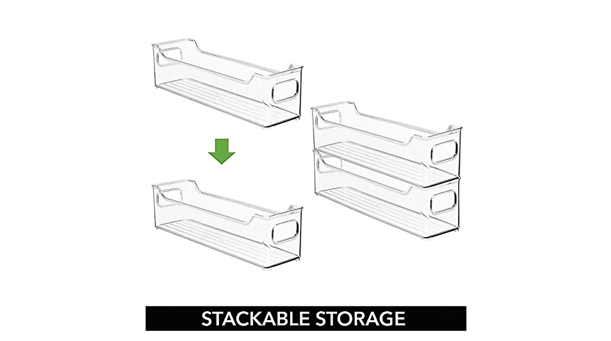 mDesign Stackable Plastic Storage Bins for Kitchen & Home Organization