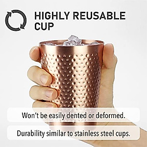 Arora Metal Anodized Hammered Copper Moscow Mule Mug Set 18oz Mug | Set of 4 & Metal Anodized Hammered Copper Tumbler Set | Best Aluminum Cold-Drink Cup | 15oz Cup | Set of 6