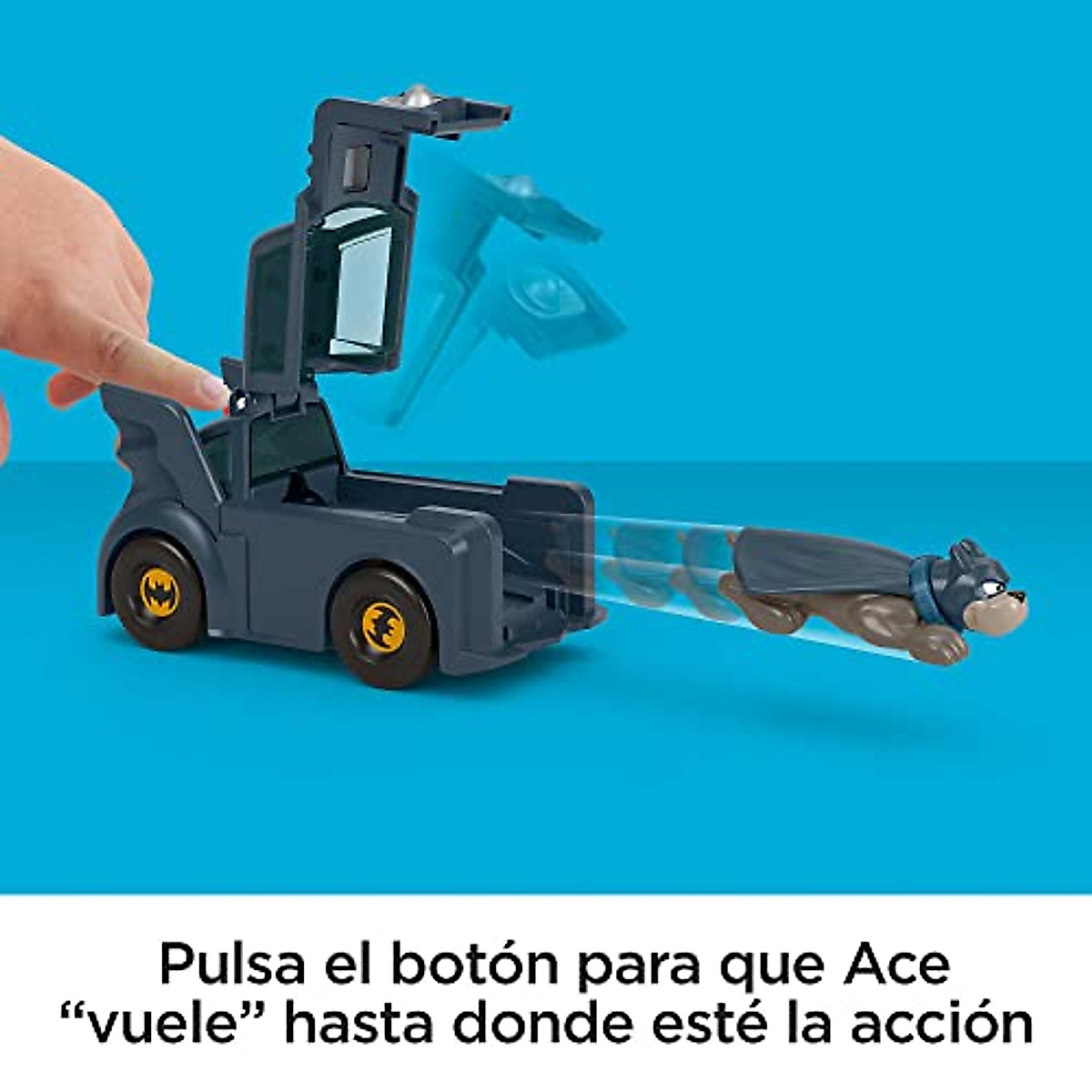 Fisher-Price DC League of Super-Pets Preschool Toy Super Launch Ace & Batmobile Vehicle Set for Kids Ages 3+ Years