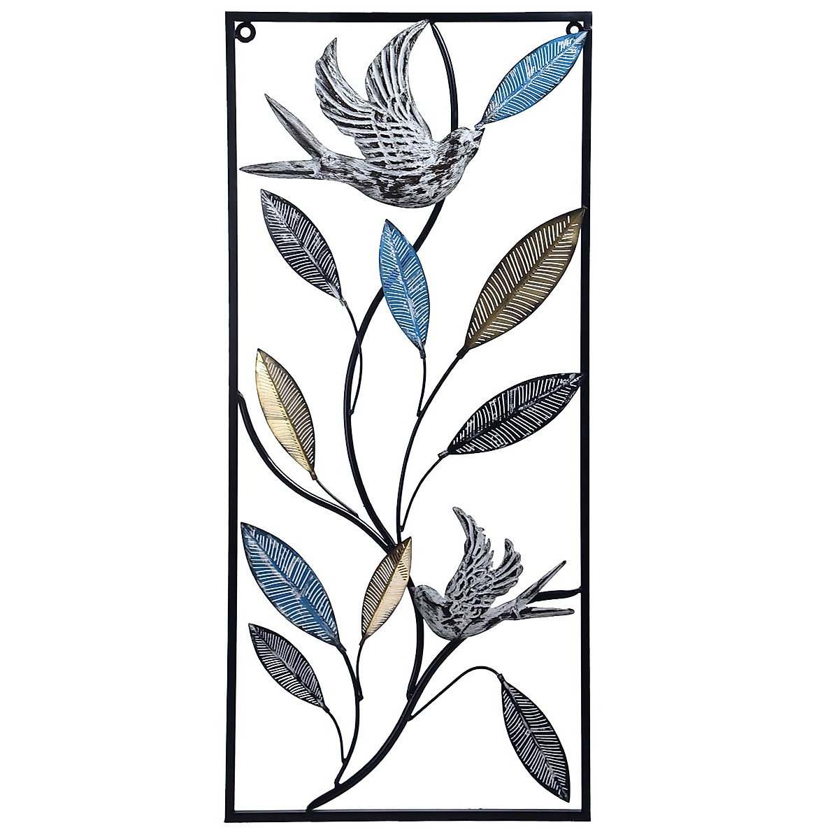 OUSHUAI Home Wall Decor Rectangle Wood Or Metal Wall Décor - Eclectic Wall Hanging Art Sculptures With Fram for Living Room, Office, Study