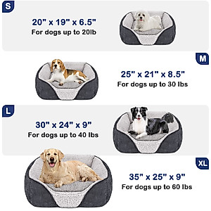 Siooko Large Dog Beds for Large Dogs Machine Washable Rectangle Pet Beds with Anti-Slip Bottom, Soft Sleeping Dog Sofa Bed Durable (30'', Grey)
