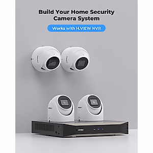 (Hikvision Compatible) H.VIEW 5MP Outdoor POE Camera Dome Turret IP Security Camera, 100ft IR Night Vision, 2.8mm Fixed lens, H.265+ IP PoE Outdoor Camera, RTSP,RTMP WDR,Support SD Card