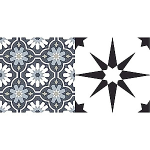 FloorPops FP2944 Sevilla Peel & Stick Floor Tiles, Multicolor & FP2948 Altair Peel & Stick Floor Tiles, Black