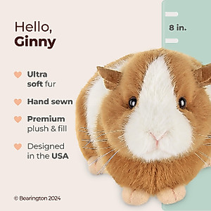 Bearington Ginny Plush Guinea Pig Stuffed Animal, 8 inch