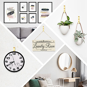 Hooks for Hanging Pictures with Nails - ROBUST 50pcs Picture Hanging Kit, Wall Hooks for Hanging Pictures for Picture Frame, Canvas, Mirror, Art (N6 Gold)