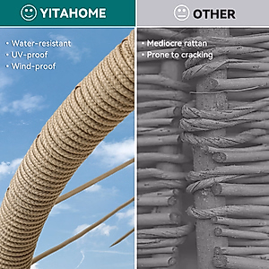 YITAHOME Egg Chairs Wicker Chair Egg Lounge Chair with Cushion Egg Basket Chair PE Rattan Chair with Legs 330LBS for Patio, Garden, Backyard, Porch, Beige