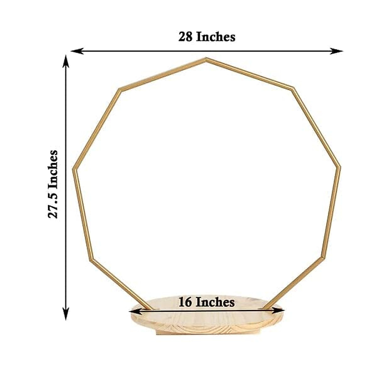Gold 27-inch Geometric Nonagon Wood with Metal Arch Cake Display Stand Party Events Reception Decorations Supplies