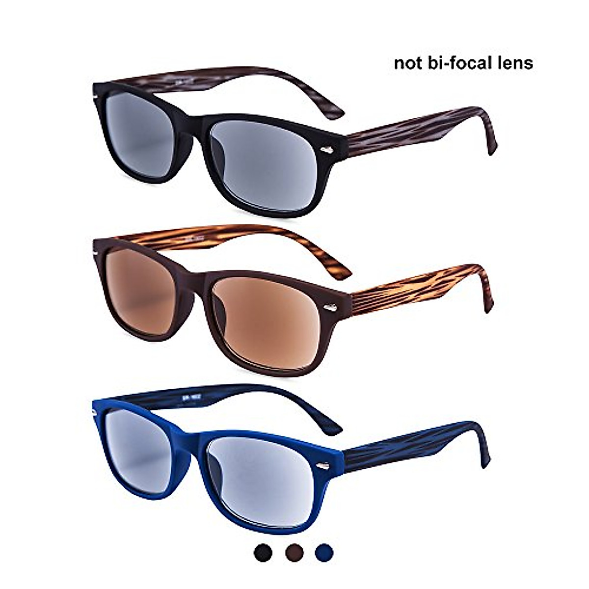 EYEGUARD 3 Pack Unisex Classic of Style Sunglasses Readers Outdoor Reading Glasses for Men and Women 1.50- Not Bifocals