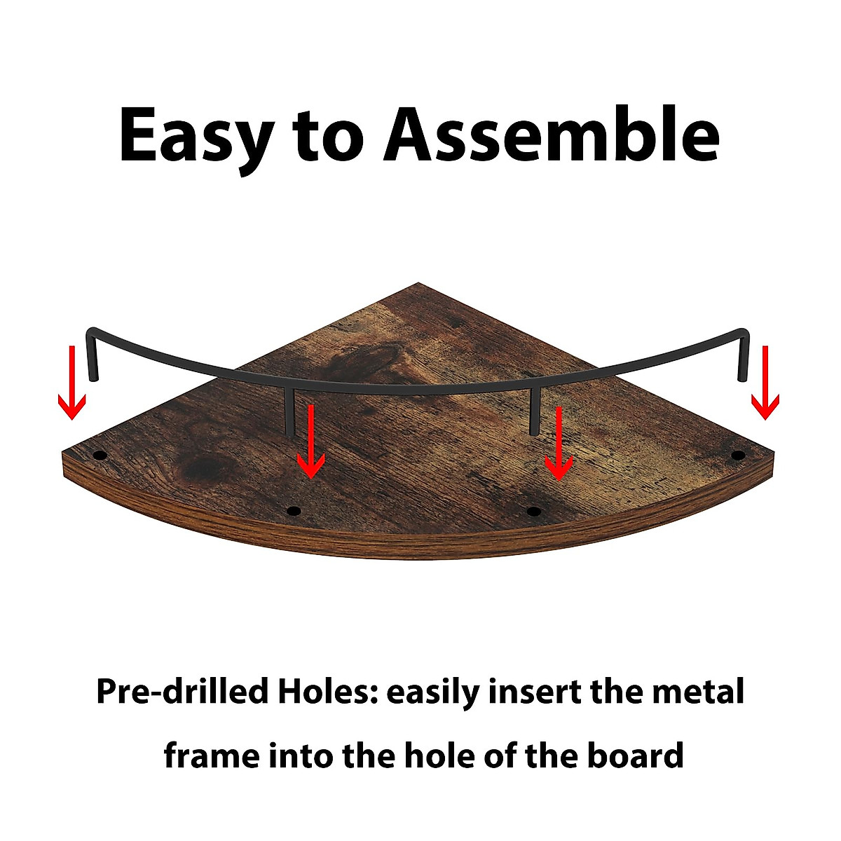 HORLIMER Floating Corner Shelf Wall Mount, Set of 3 Rustic Wood Corner Wall Shelves with Fence for Bedroom, Living Room, Bathroom, Kitchen, Brown