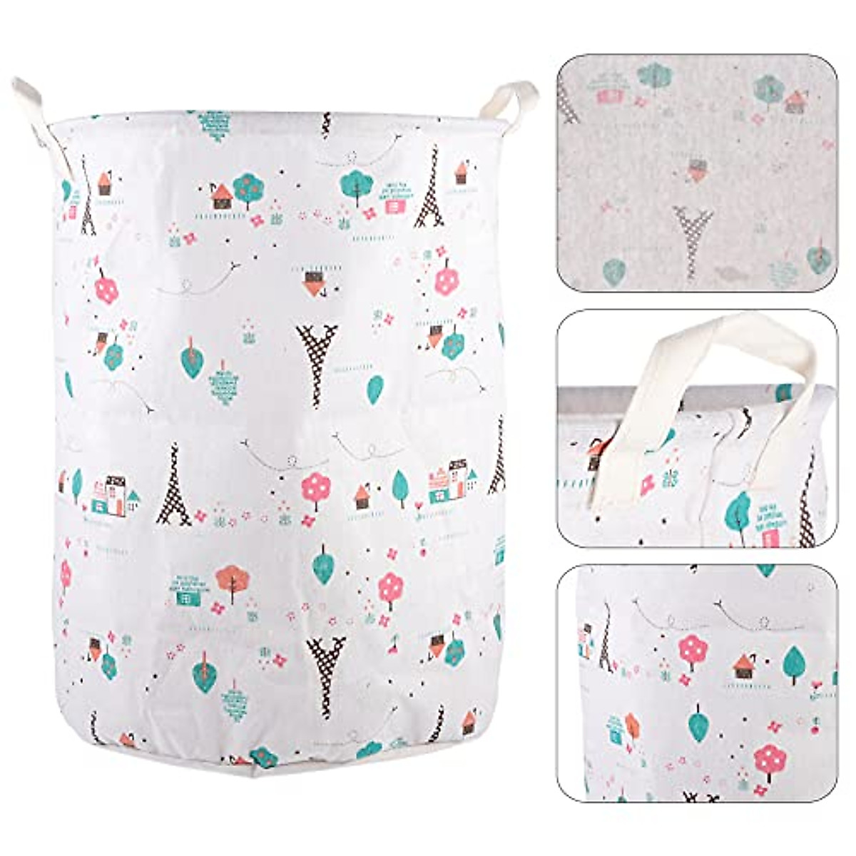 2pcs Bathroom Basket Bucket Container Clothes Nursery Handles Hamper Double with Style Buck Saving Baby Large Foldable Round Space Home Cotton Dirty Handle Room Storage Laundry