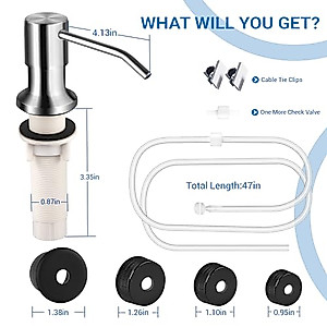 Sink Soap Dispenser Extension Tube Kit 47" Come with Kitchen Dish Dispenser Pump (White)