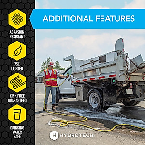 HydroTech 100ft Pro Series 3/4" Expandable Burst Proof Garden Max Flow Hose – Lightweight & Durable – Features Flow-Control Shut-Off & Strain Relief Guard (100 Feet)