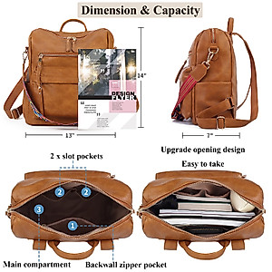 KOOIJNKO Women Backpack Purse Vintage Rucksack Convertible Shoulder Bag Travel Daypack, Brown