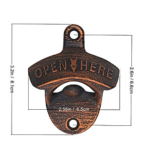 Jumiok Old Style Beer Cap Opener Wall Mounted Bottle Opener with Cap Catcher Stainless Drainage (Aged Copper)